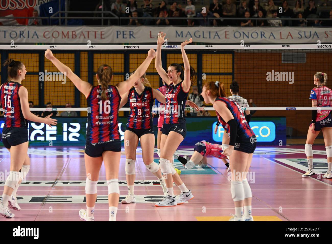 Volley Bergamo 1991 exulting after a point during Volley Italian ...