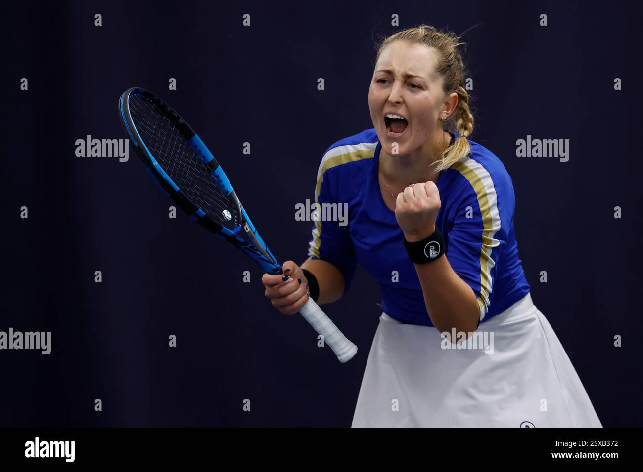 Winner Gabriela Knutson of Czech Republic reacts during the match ...