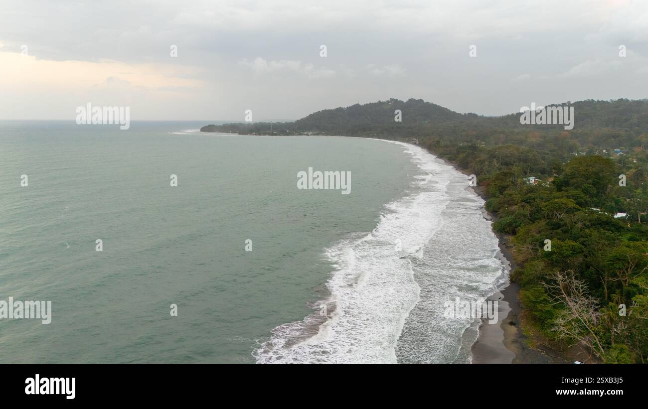 Drone aerial view of Playa Negra beach, tropical beach with beautiful ...