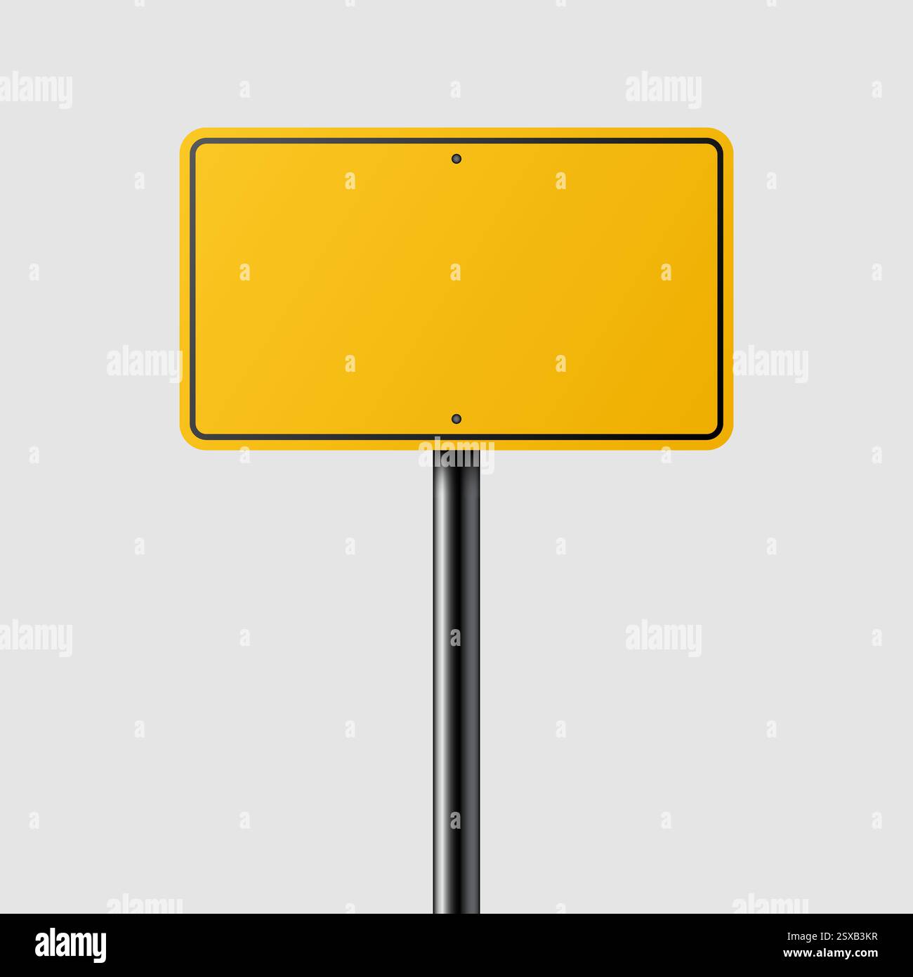 yellow road sign. blank sign board on a pole. Vector illustration Stock ...