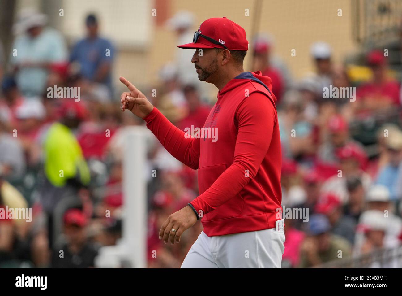 St. Louis Cardinals manager Oliver Marmol walks out to the mound to ...