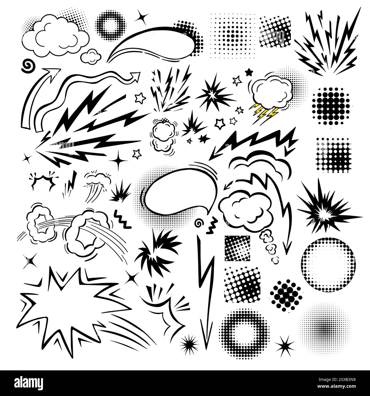 Comic Book Graphic Elements Set. hand drawn. Not AI, Vector ...