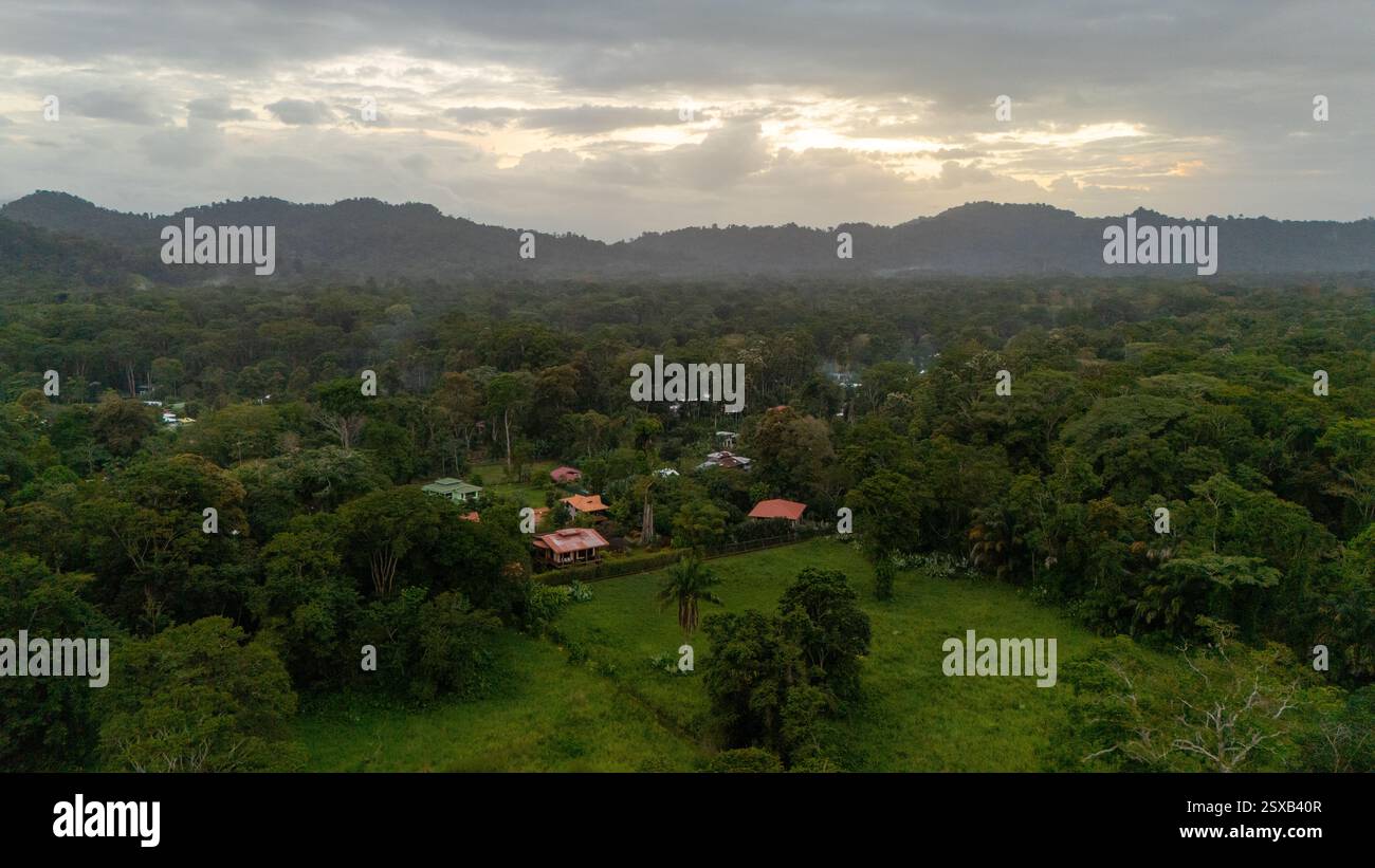 Drone aerial view of Playa Negra beach, tropical beach with beautiful ...