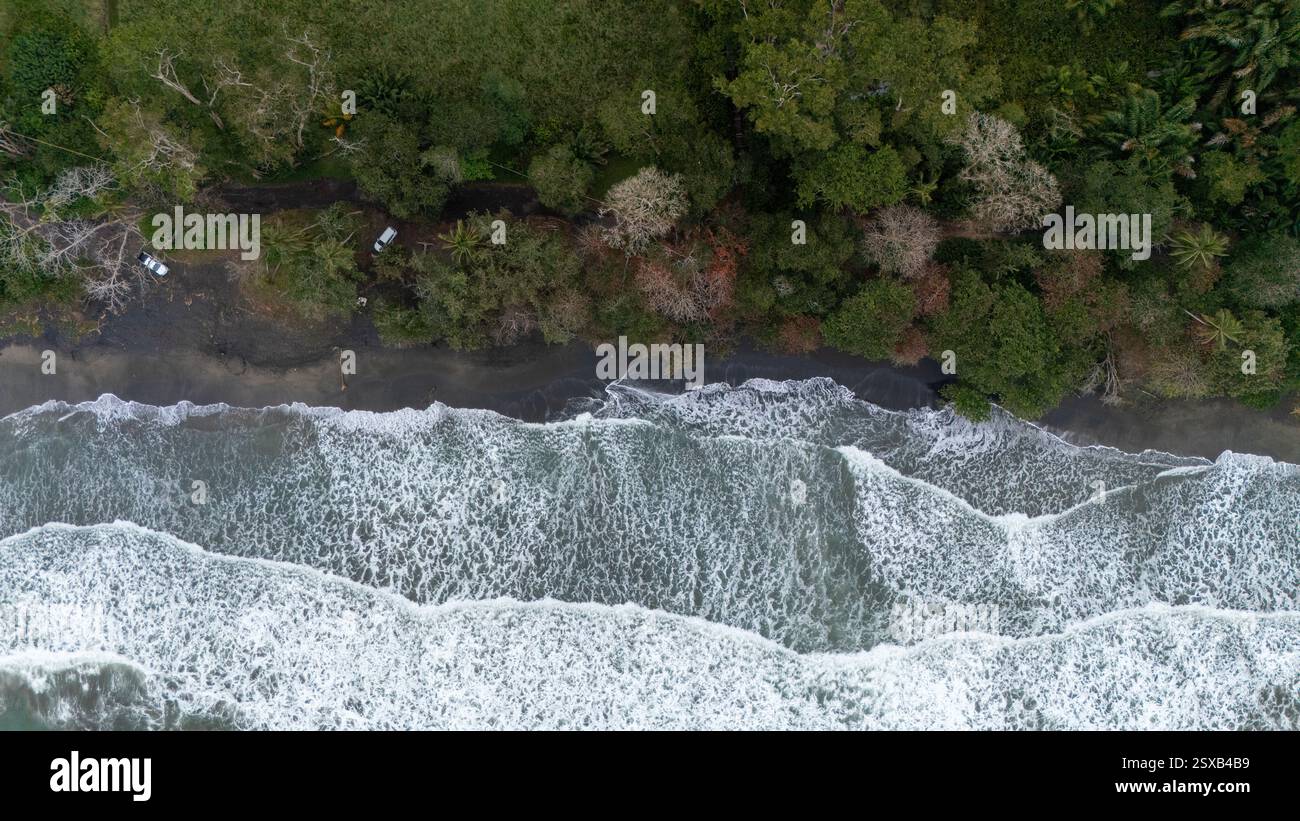 Drone aerial view of Playa Negra beach, tropical beach with beautiful ...