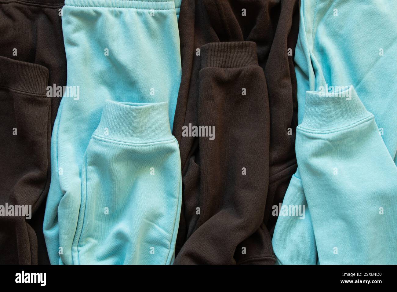 Sportswear light blue and black as background, sports suits, fashion ...