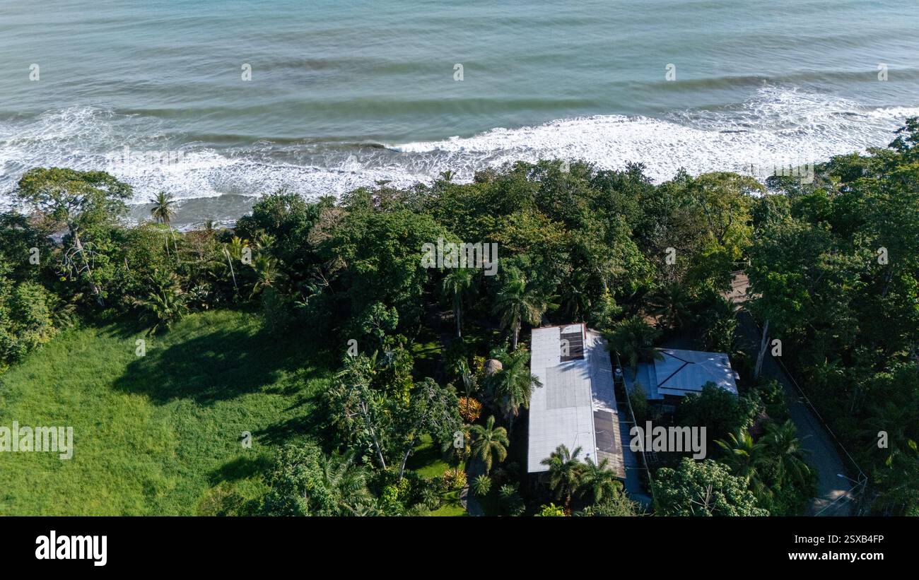 Drone aerial view of Playa Negra beach, tropical beach with beautiful ...