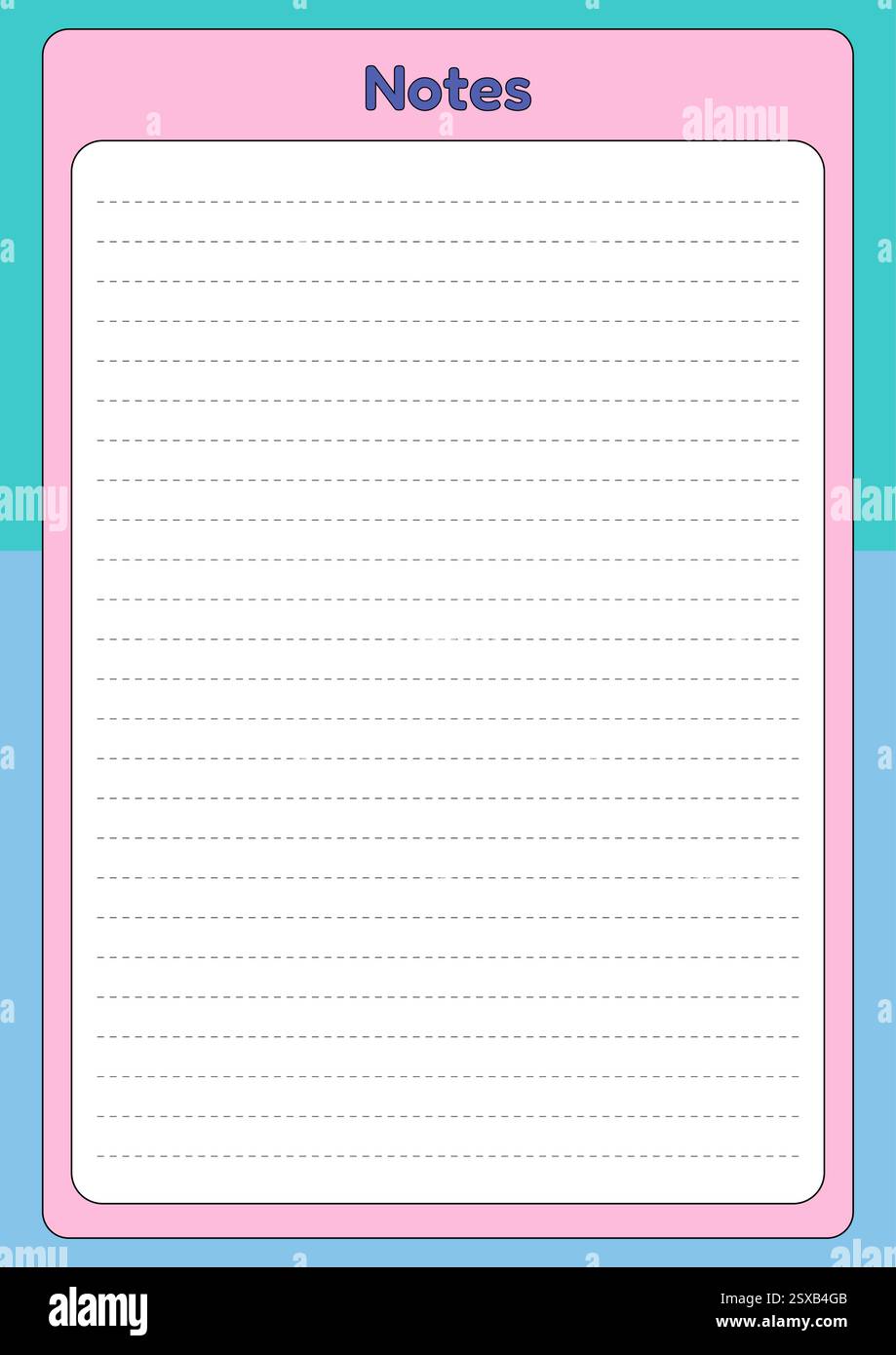 A simple and colorful lined notes page for jotting down ideas ...