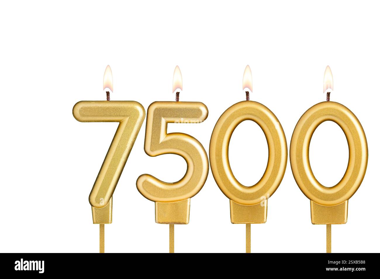 Candles forming the number 7500 - white background Stock Photo - Alamy
