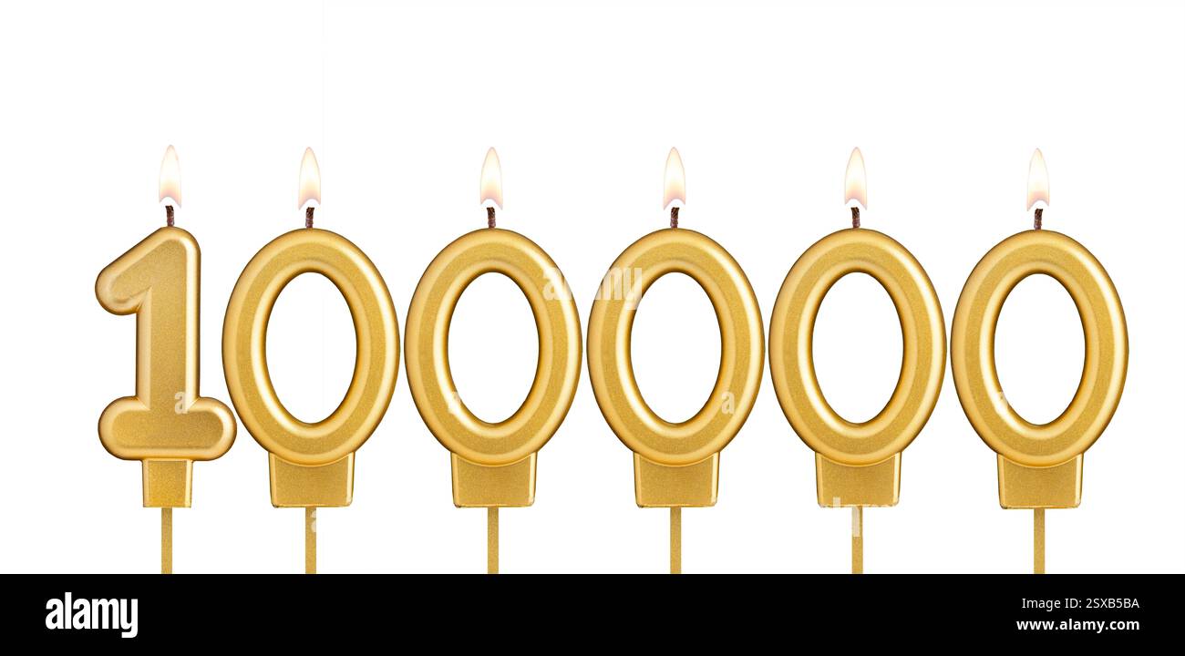 Candles forming the number 100000 - white background Stock Photo - Alamy