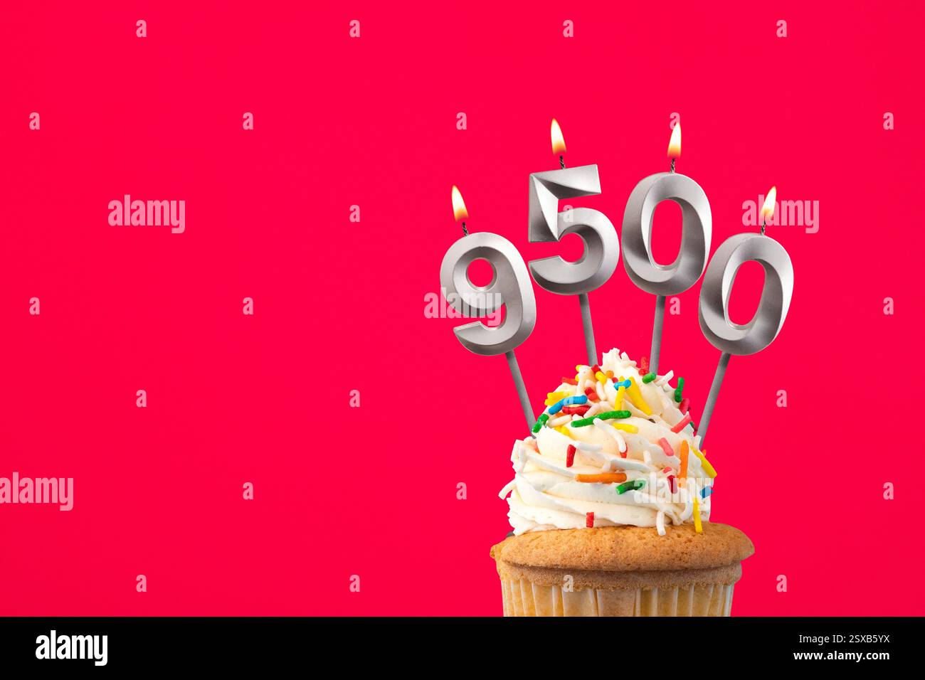 Number of followers or likes - Candle number 9500 Stock Photo - Alamy