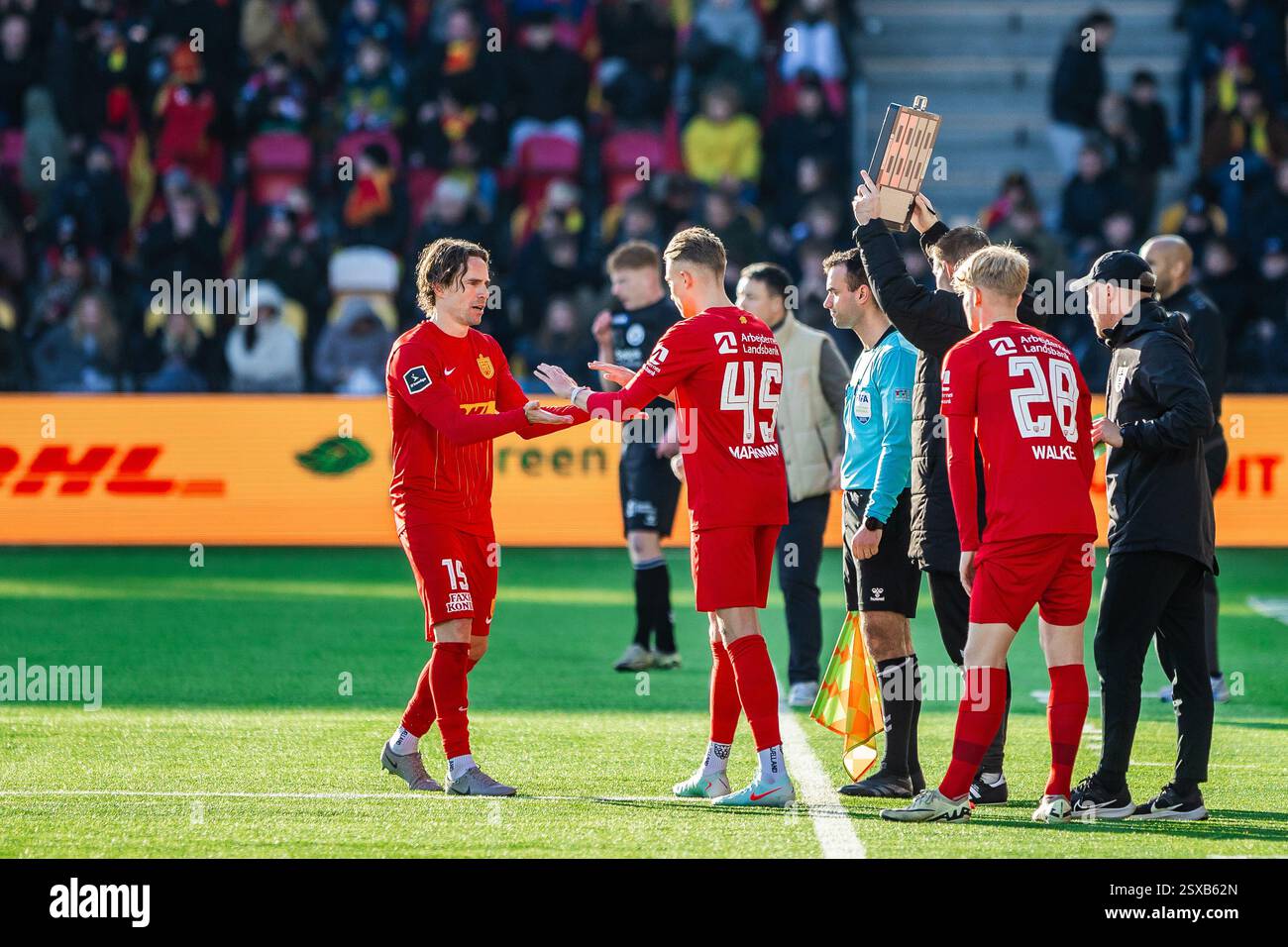Farum, Denmark. 23rd Feb, 2025. Erik Marxen (15) of FC Nordsjaelland ...