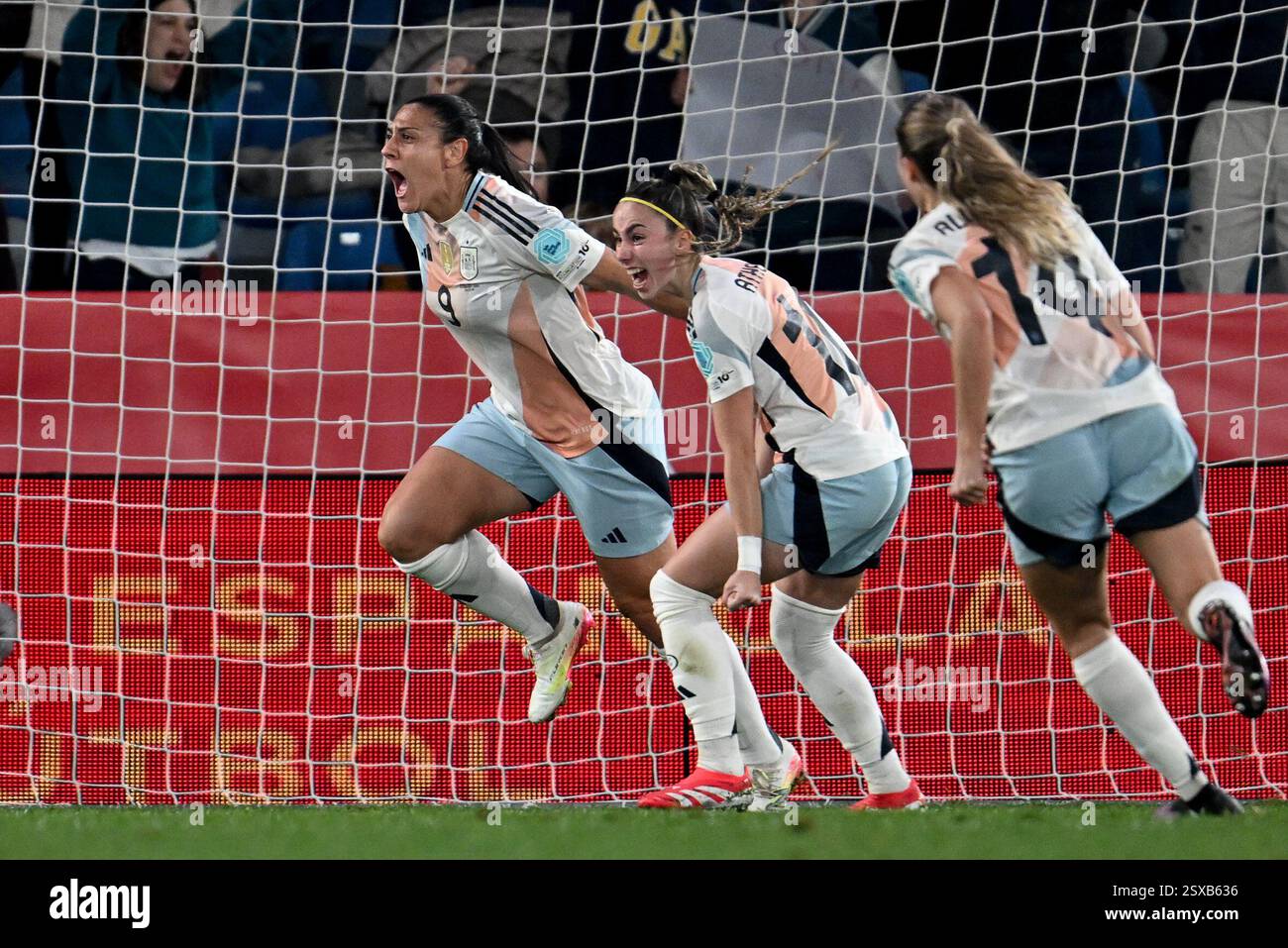 Cristina Martin-Prieto (9) of Spain pictured celebrating with teammates ...