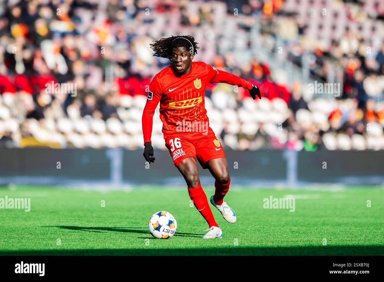 Farum, Denmark. 23rd, February 2025. Caleb Yirenkyi (36) of FC ...