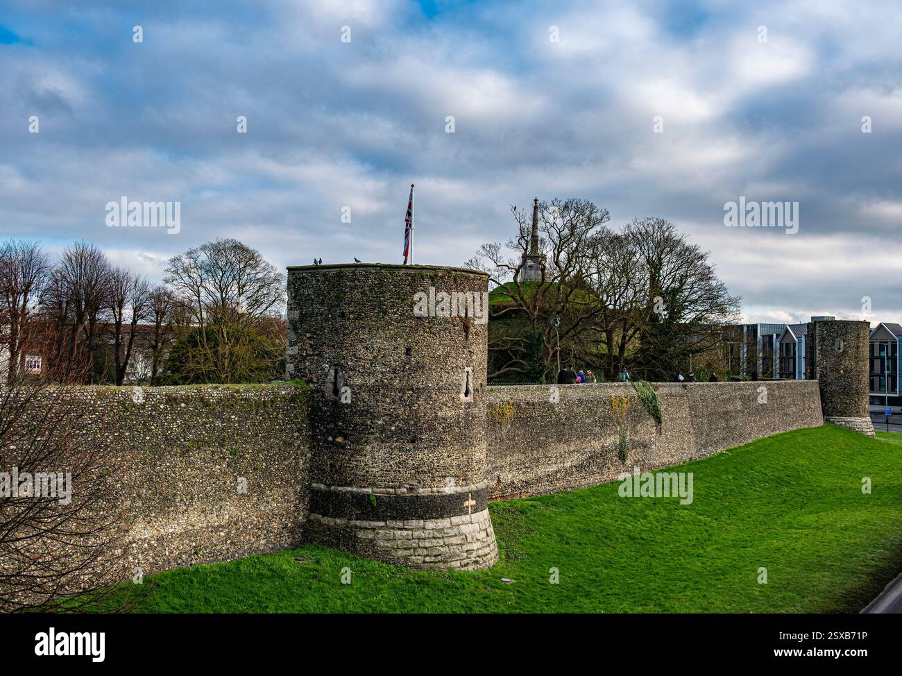 South-East stretch of the Canterbury Walls by the Dane John Gardens ...