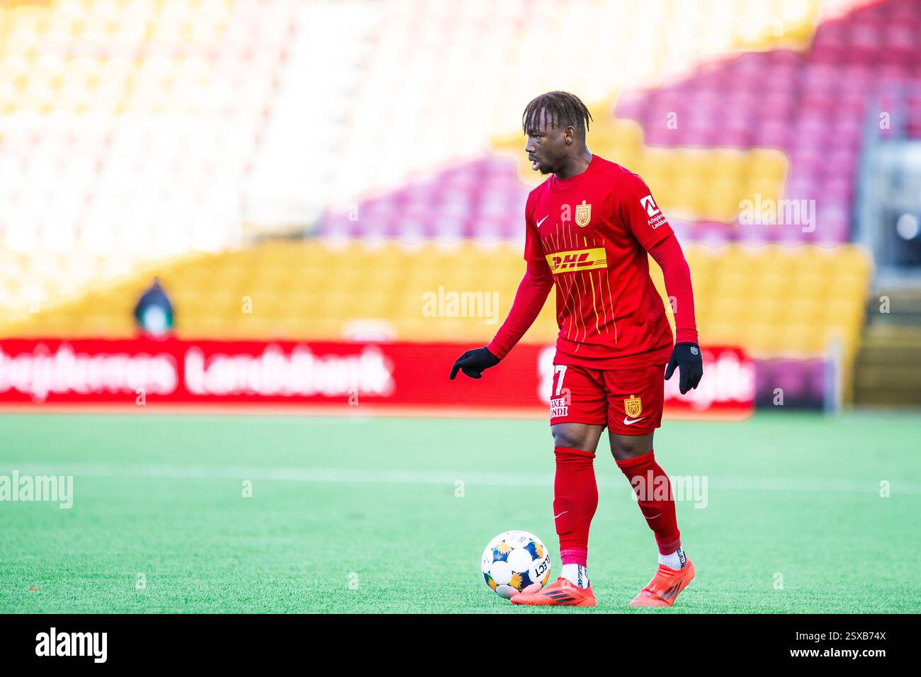 Farum, Denmark. 23rd Feb, 2025. Levy Nene (17) of FC Nordsjaelland seen ...