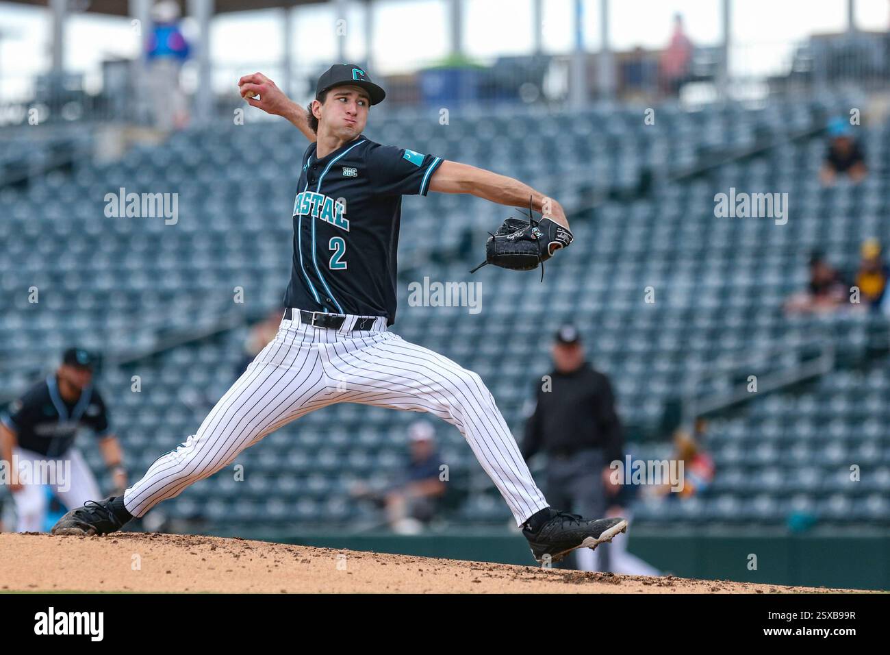 Coastal Carolina pitcher Cameron Flukey (2) in action during an NCAA ...