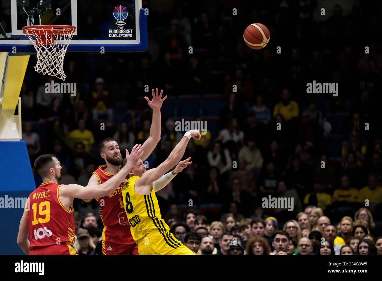 Zoran Nikolic and Nemanja Radovic of, Montenegro. , . in action against ...
