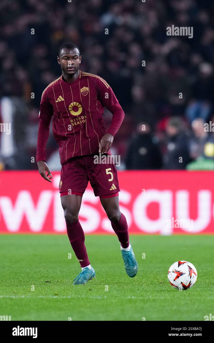 Rome, Italy. 20th Feb, 2025. Evan Ndicka of AS Roma during the UEFA ...