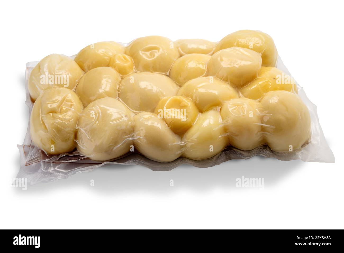 potatoes cooked vacuum-sealed in plastic tray for sous vide cooking ...