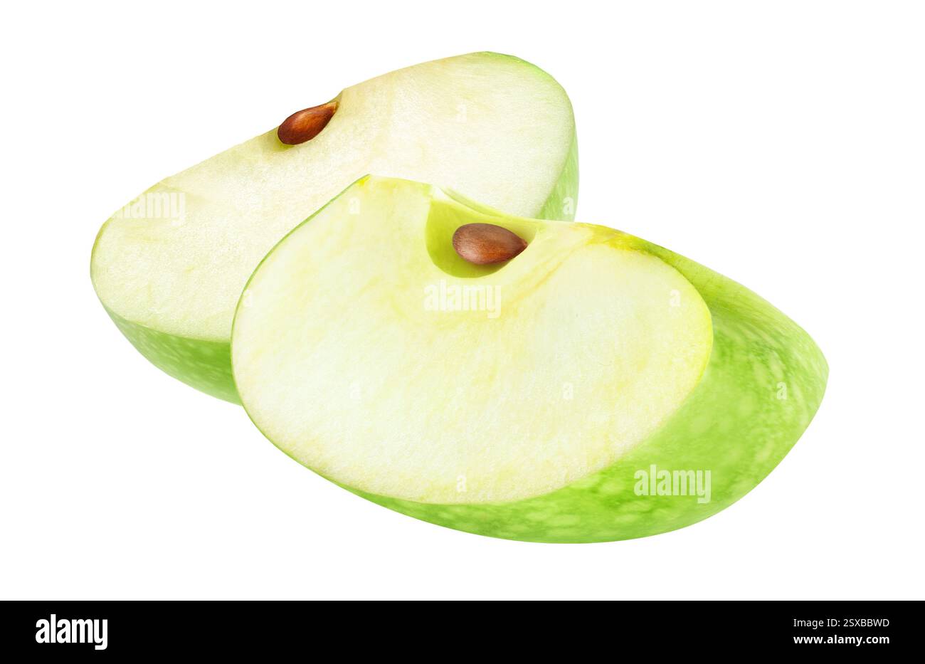 Two slices of green apple isolated on white background Stock Photo - Alamy