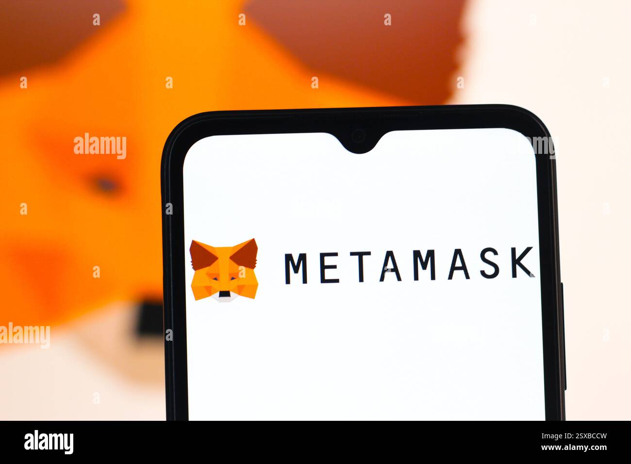 Canada. 23rd Feb, 2025. In this photo illustration, the MetaMask logo is seen displayed on a ...