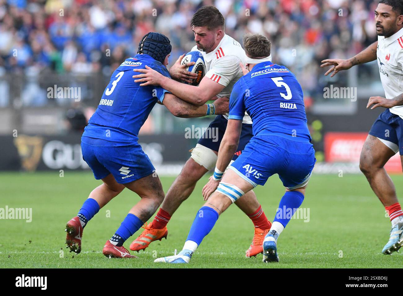 Rome, Lazio. 23rd Feb, 2025. Simone Ferrari of Italy, Gregory Alldritt ...