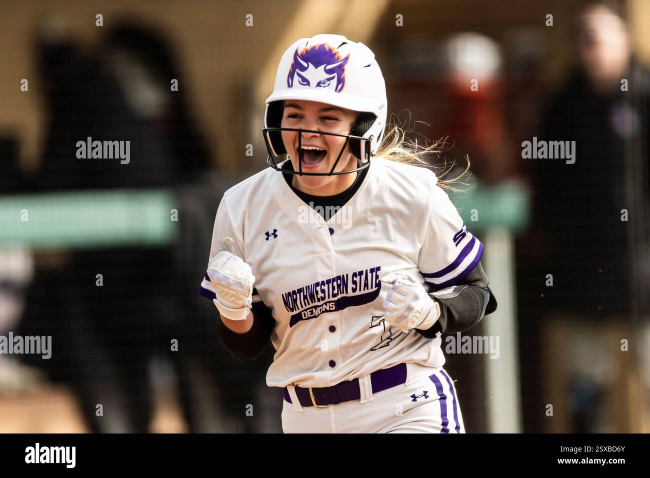 Northwestern State's Cameron Curtis celebrates hitting a two-run home ...