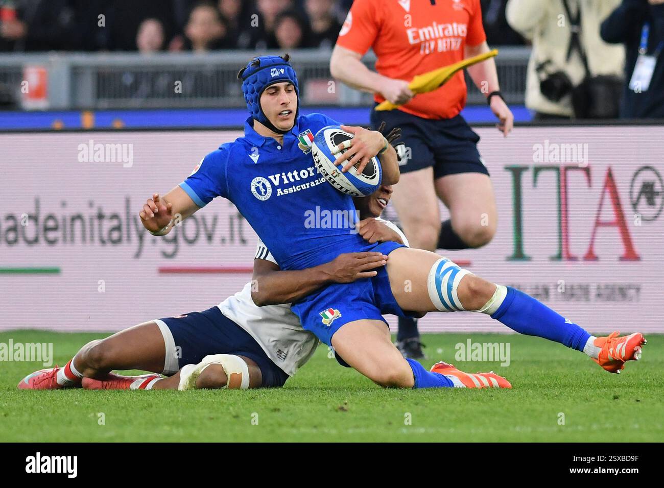 Rome, Lazio. 23rd Feb, 2025. Theo Attissogbe of France, Simone Gesi of ...