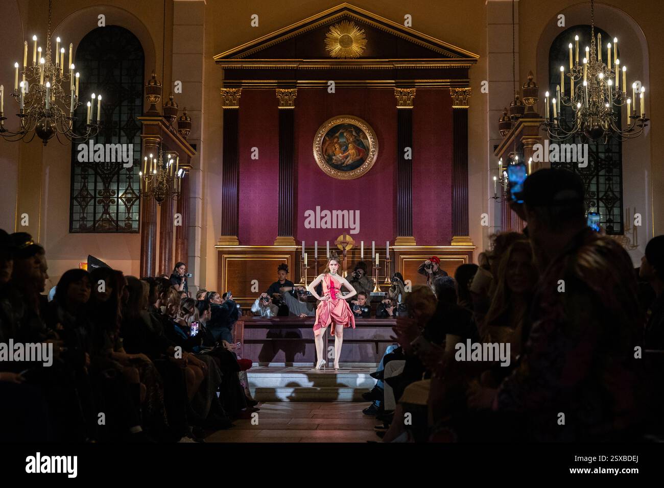 London, UK. Sunday February 23, 2025. A model on the catwalk at the ...