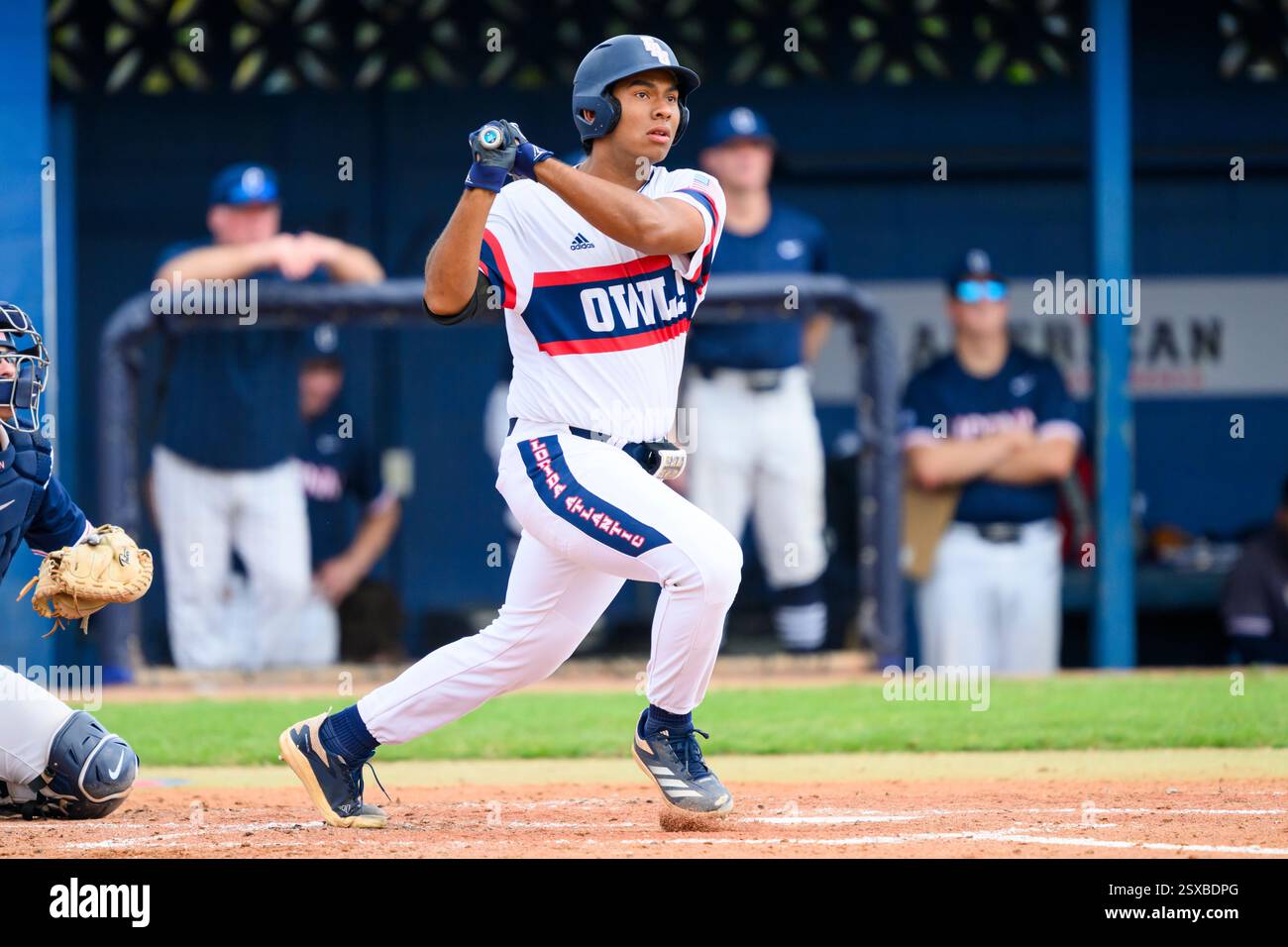 Florida Atlantic infielder Emilio Gonzalez (26) bats during an NCAA ...