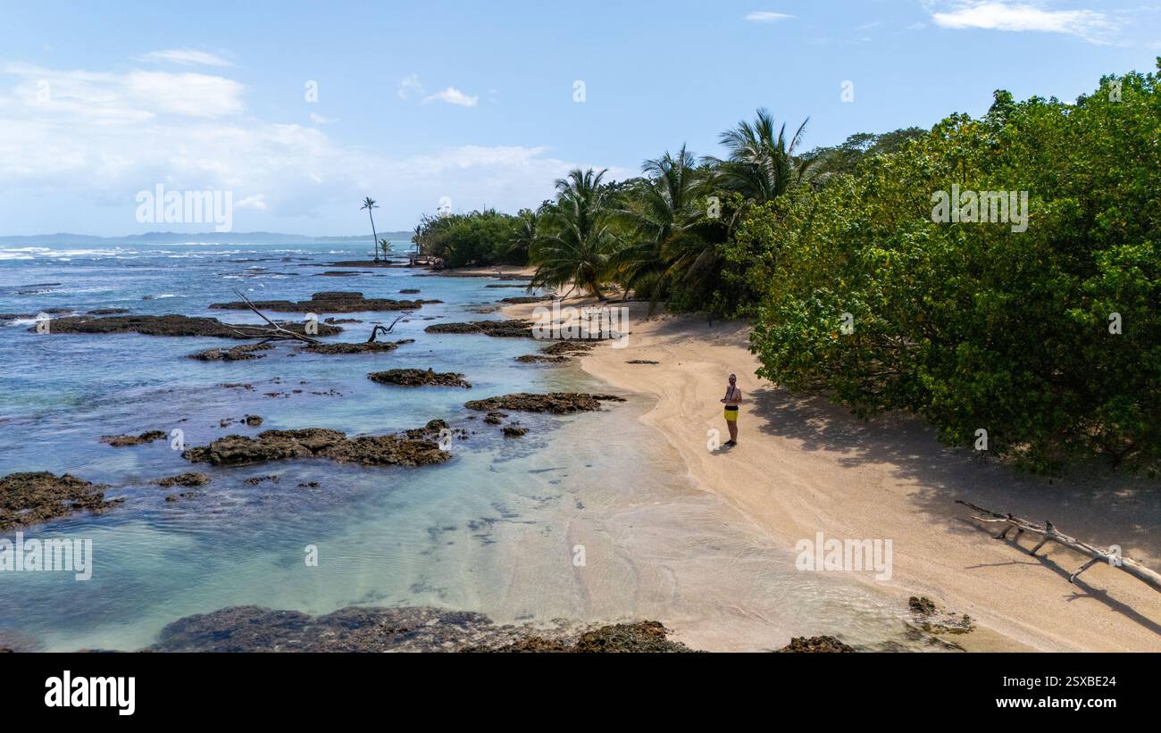 Drone Aerial view at sunrise of some beautiful hidden beach with ...