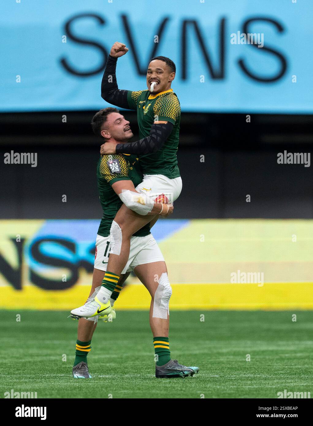 South Africa's Donavan Don celebrates with David Brits after defeating ...