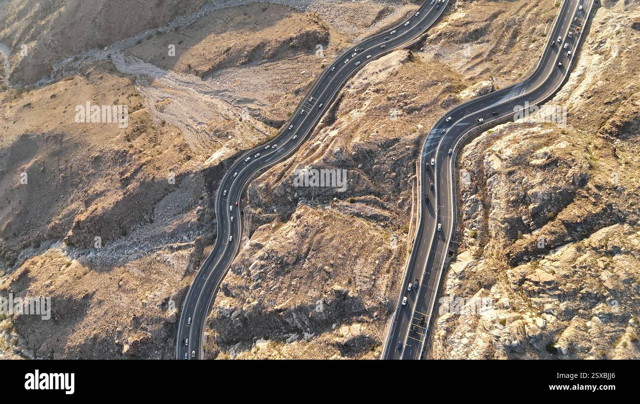 Al Taif drone Aerial view, Al Hada Mountain in Taif City top view ...