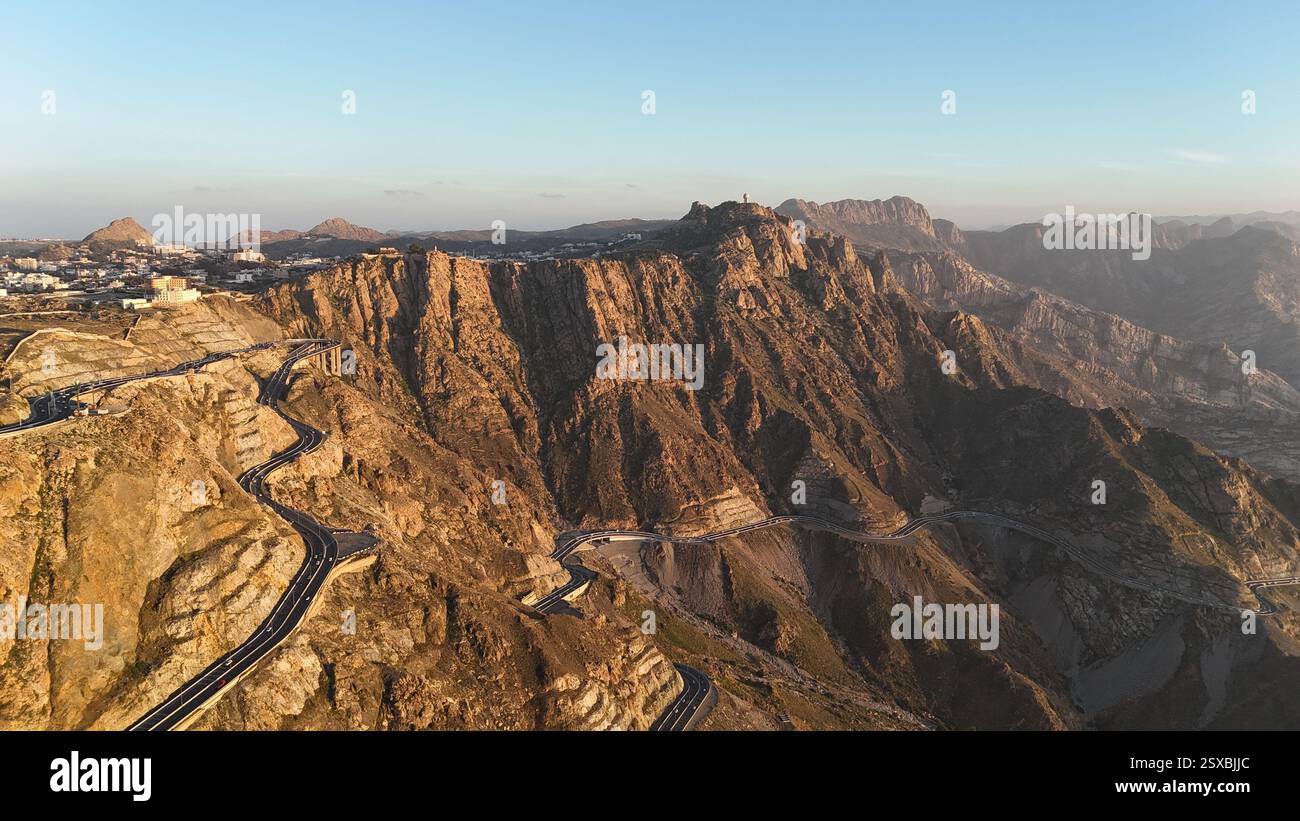 Al Taif drone Aerial view, Al Hada Mountain in Taif City top view ...