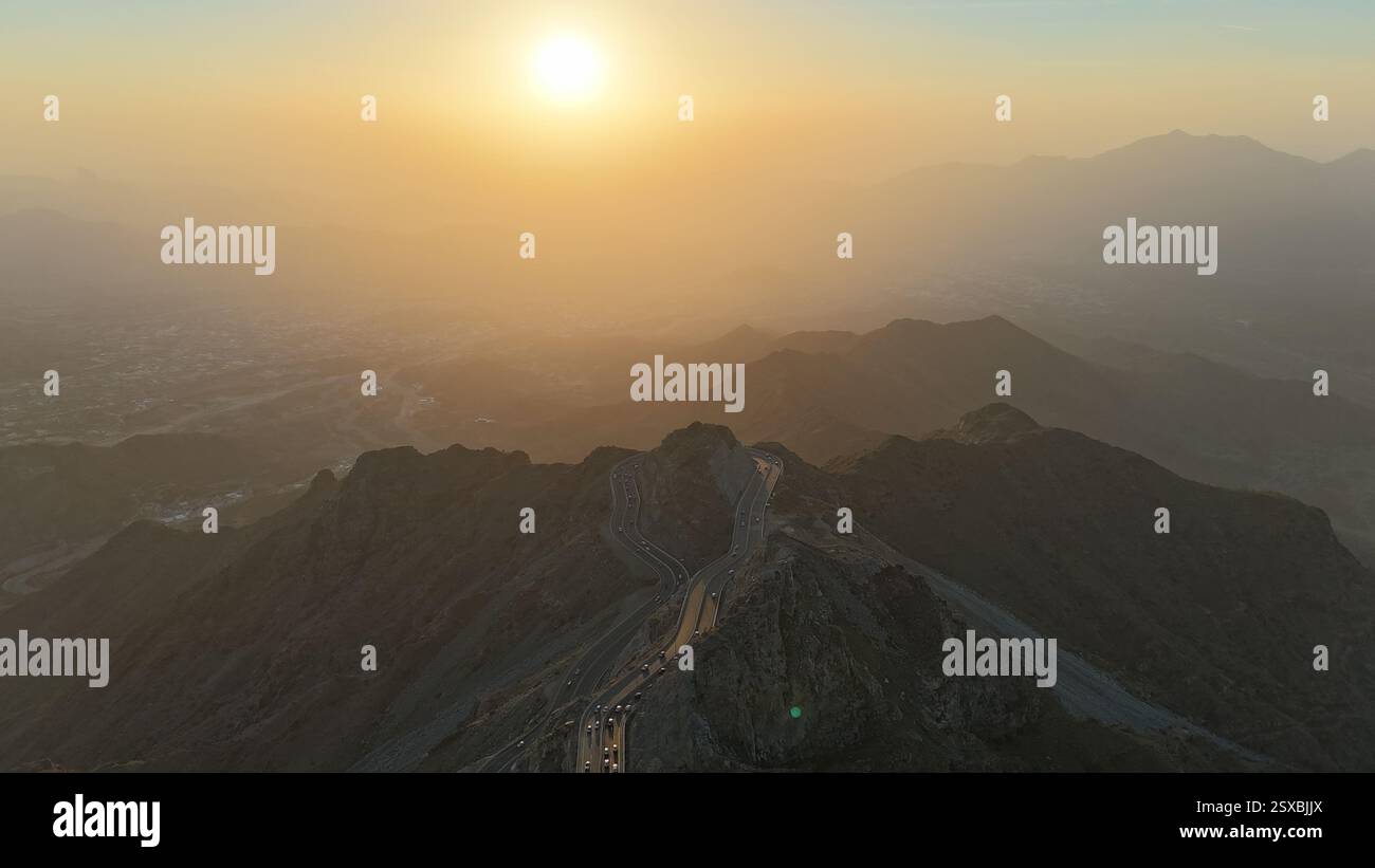 Al Taif drone Aerial view, Al Hada Mountain in Taif City top view ...