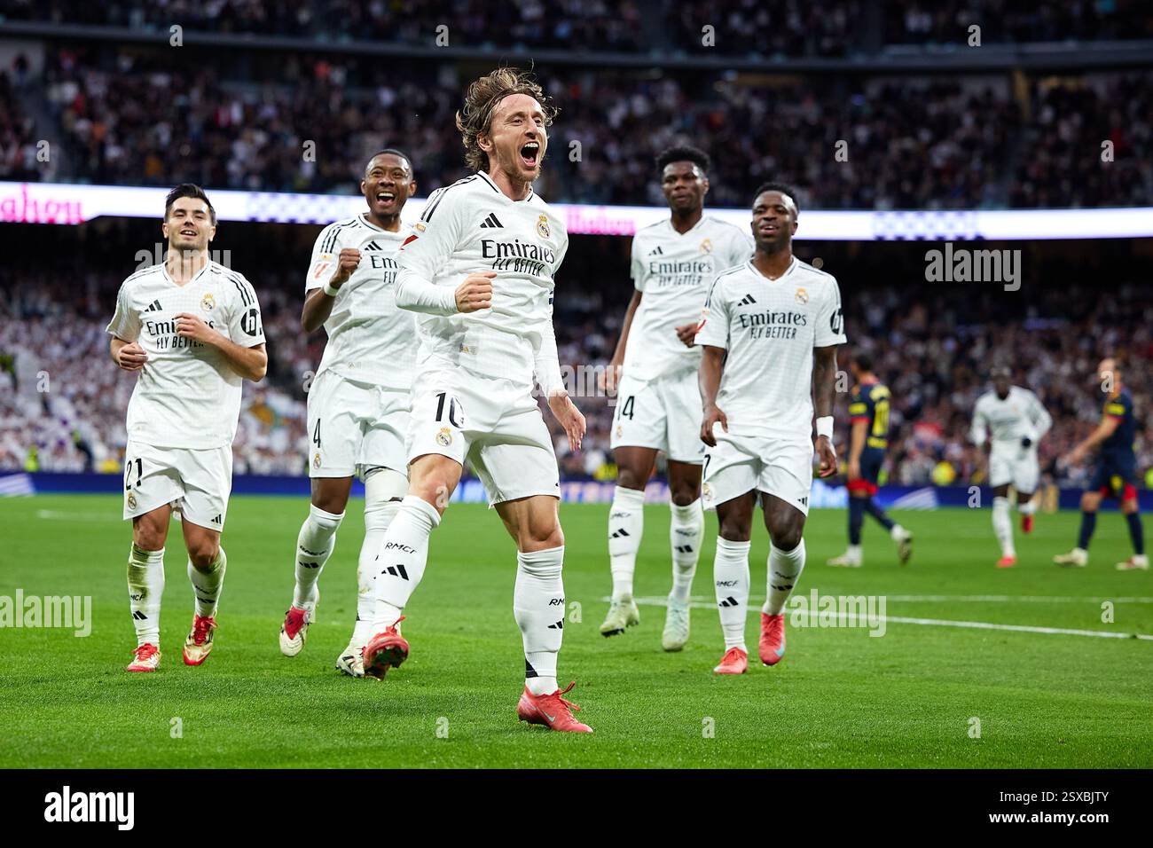 MADRID, SPAIN - FEBRUARY 23: Luka Modric of Real Madrid celebrates ...