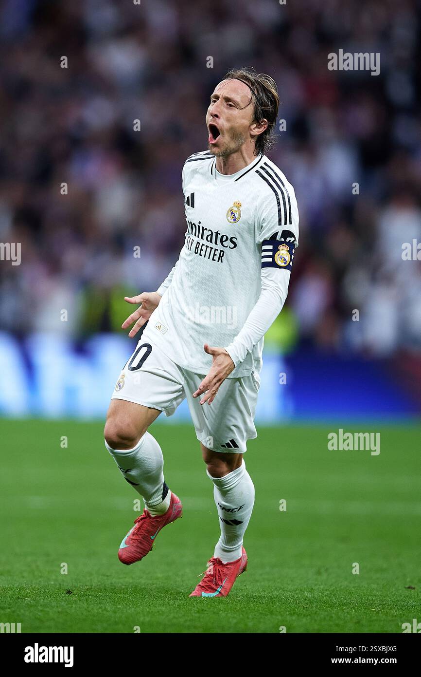 MADRID, SPAIN - FEBRUARY 23: Luka Modric of Real Madrid celebrates ...