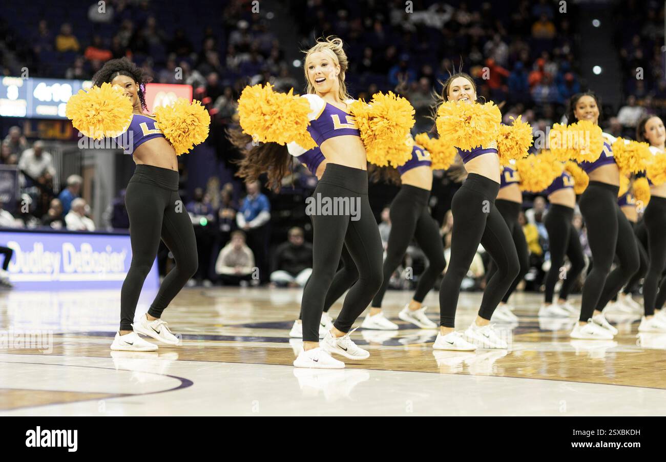 BATON ROUGE, LA - FEBRUARY 22: The LSU Tigers cheerleaders entertain ...
