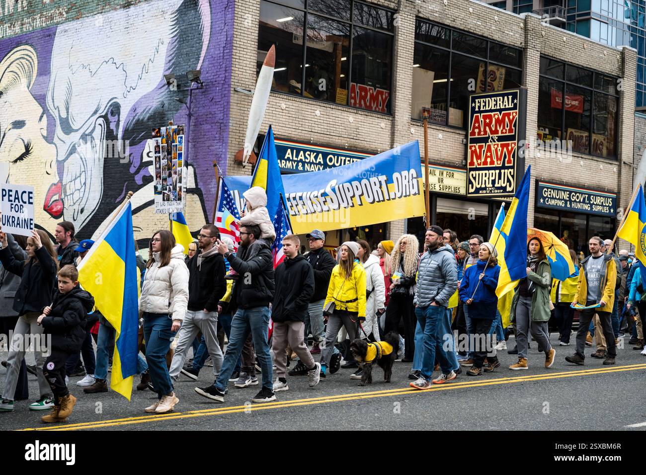 Seattle, USA. 23th Feb 2025. Huge crowd gathered at the 3-year ...