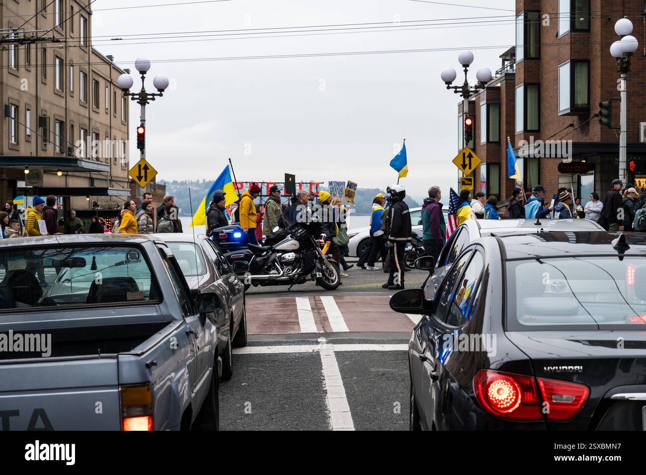 Seattle, USA. 23 Feb 2025. Huge crowd gathered at the 3-year ...
