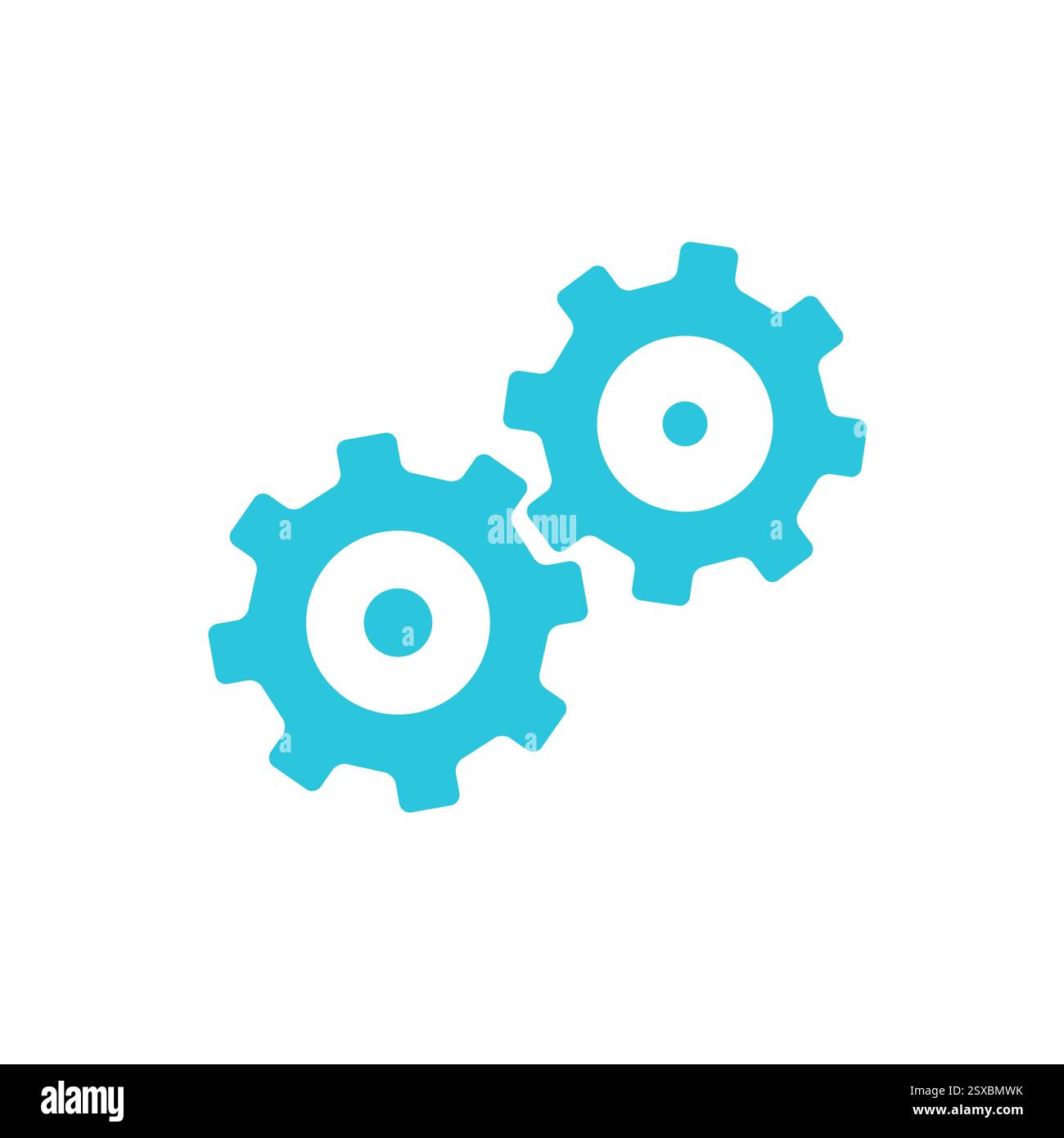 Interacting Gears, Simple Mechanical Harmony on White Background, Blue ...