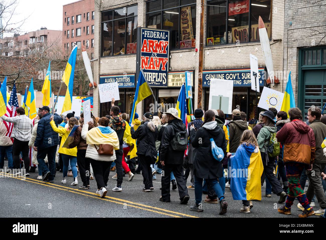 Seattle, USA. 23 Feb 2025. Huge crowd gathered at the 3-year ...