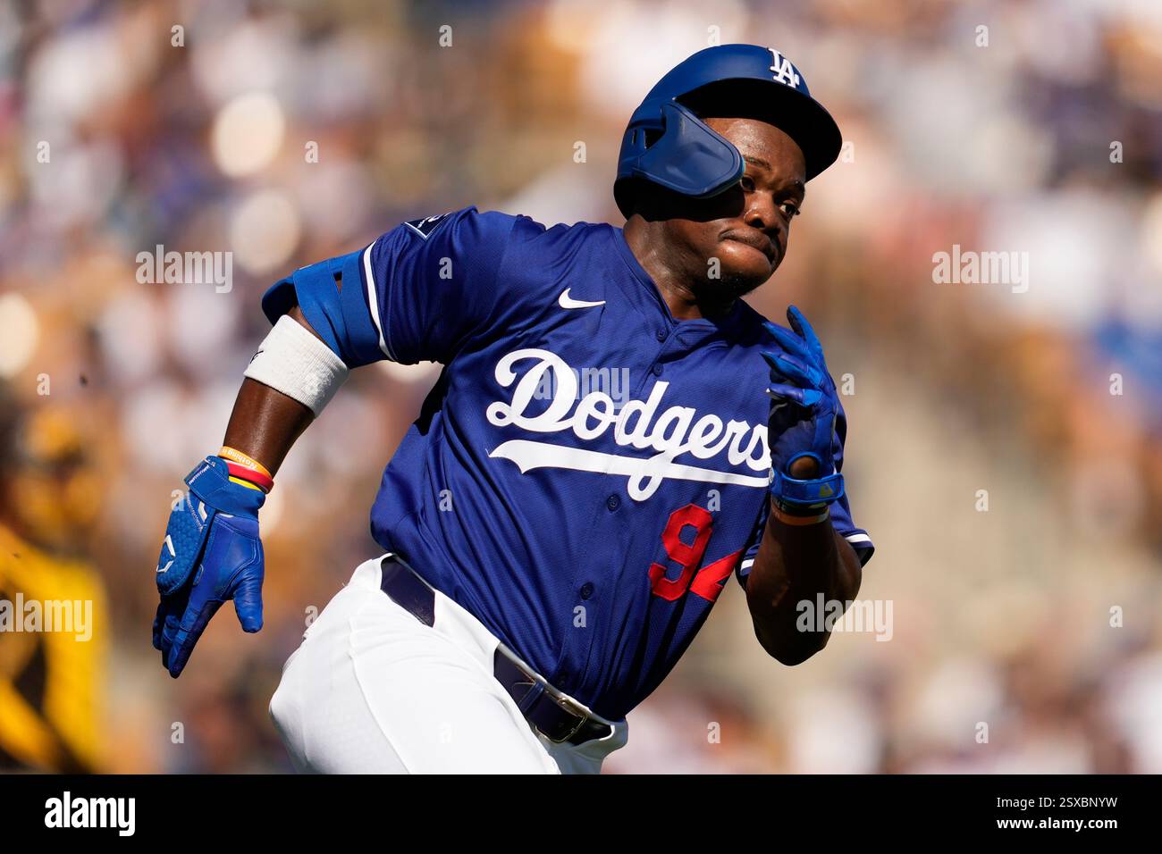 Los Angeles Dodgers' Zyhir Hope doubles during the second inning of a ...