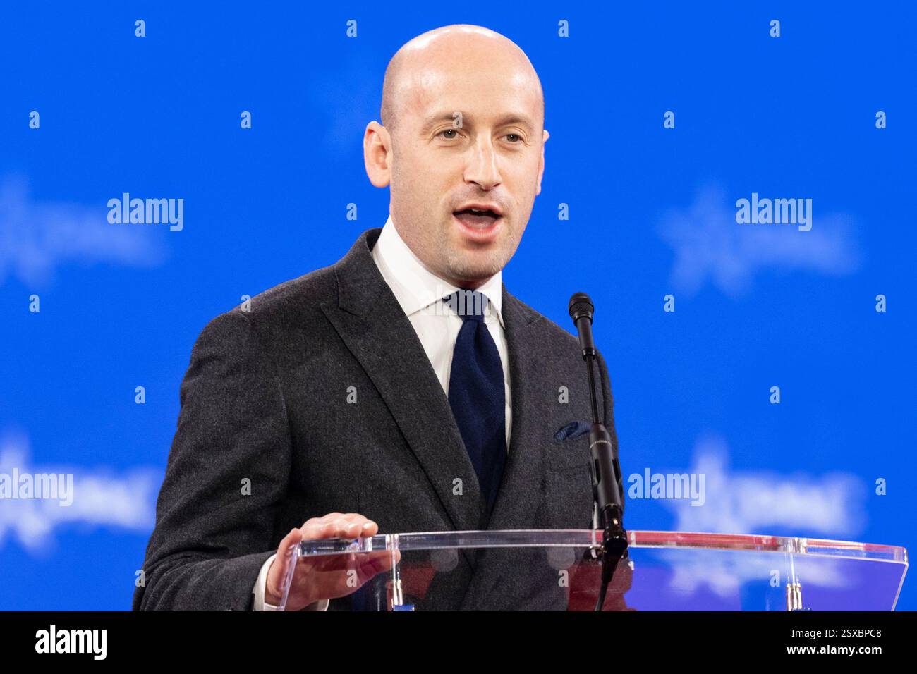 Stephen Miller speaks during 2025 CPAC Conference Day 3 at Gaylord ...