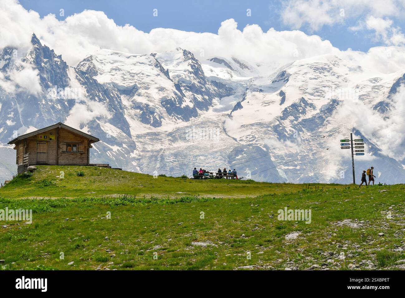 The Planpraz plateau (2000 m) in the Aiguilles Rouges massif, with ...