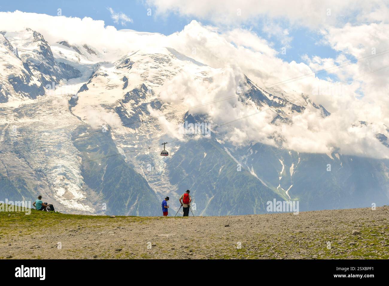 View of Mont Blanc massif from the Planpraz plateau (2000 m) of Brevent ...