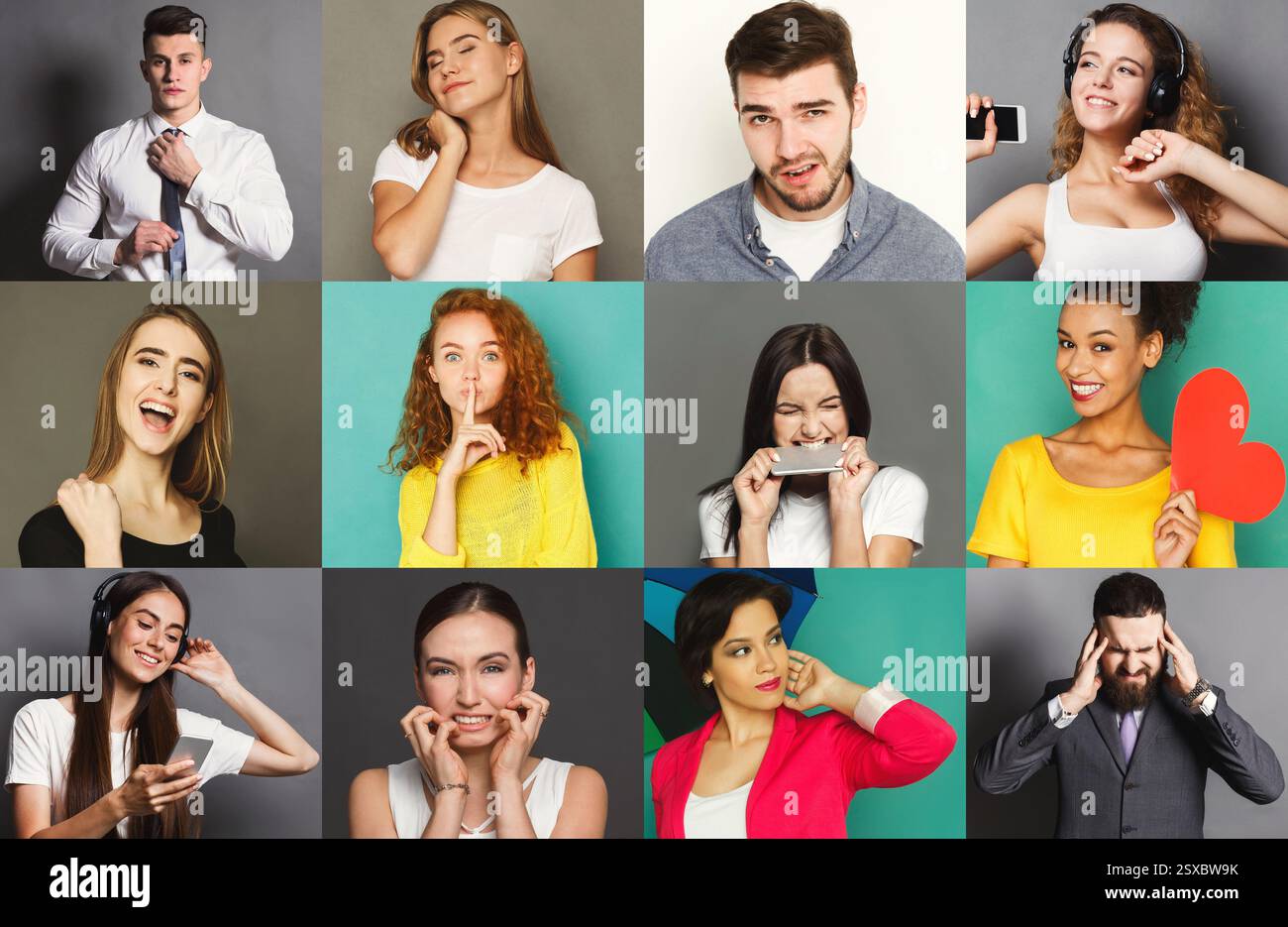 Diverse young people positive and negative emotions set Stock Photo - Alamy