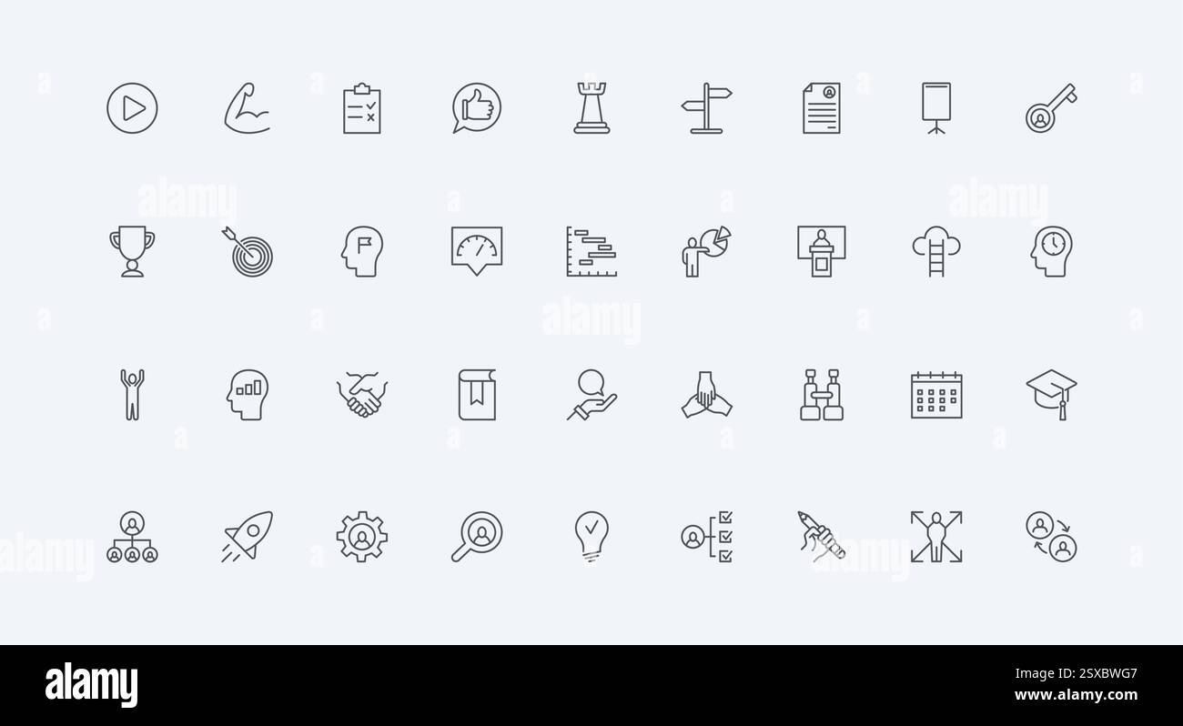 Seminar presentation, career thin black outline symbols vector ...