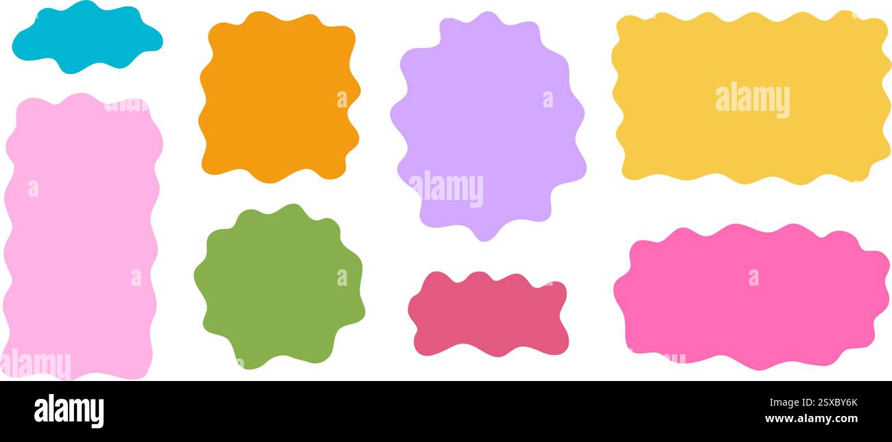 Different cute doodle wavy shapes. Set of abstract wiggly psychedelic ...