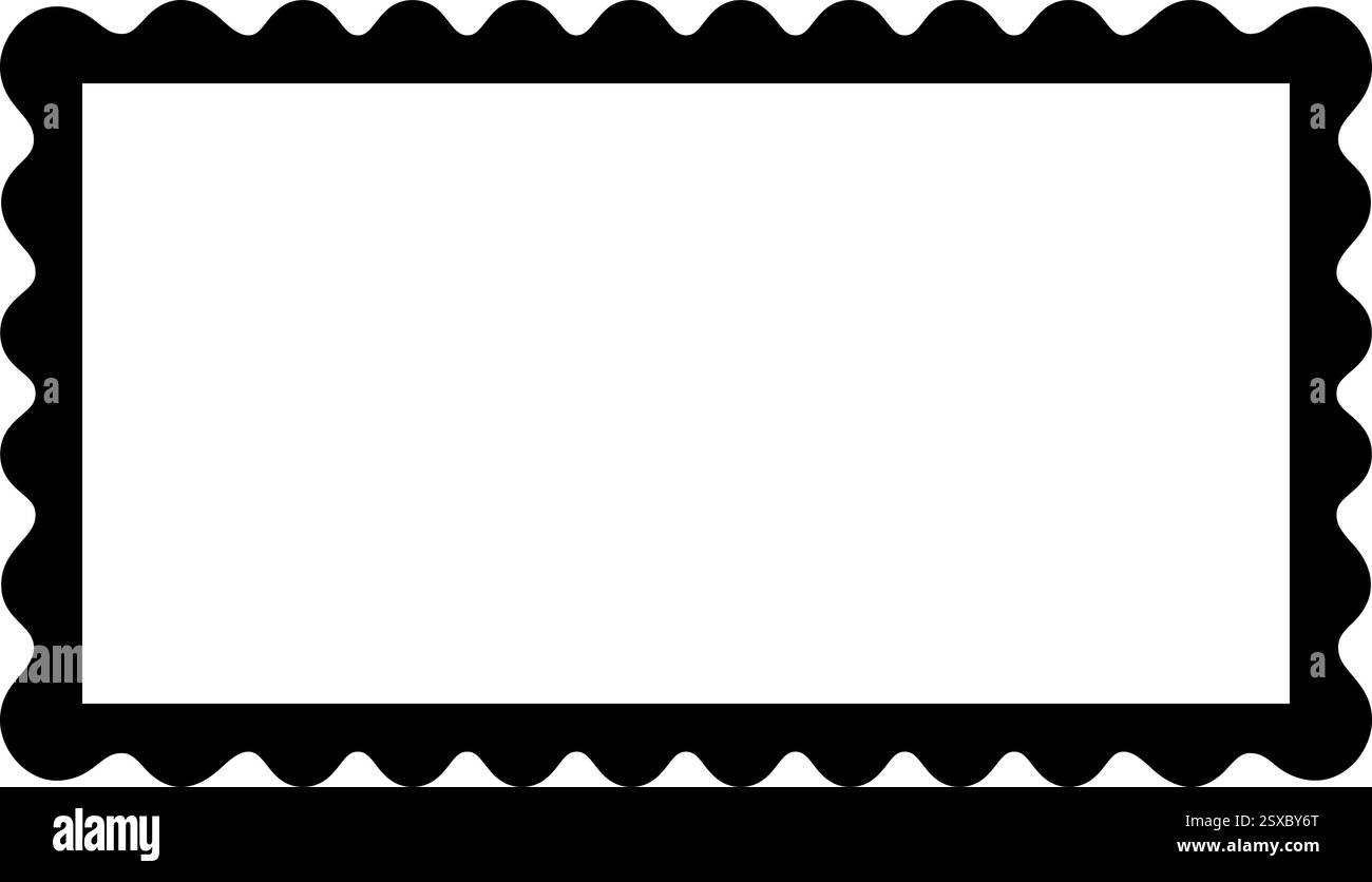 Rectangle frame with scalloped edges. Rectangular shape with wavy borders. Mirror, picture or ...